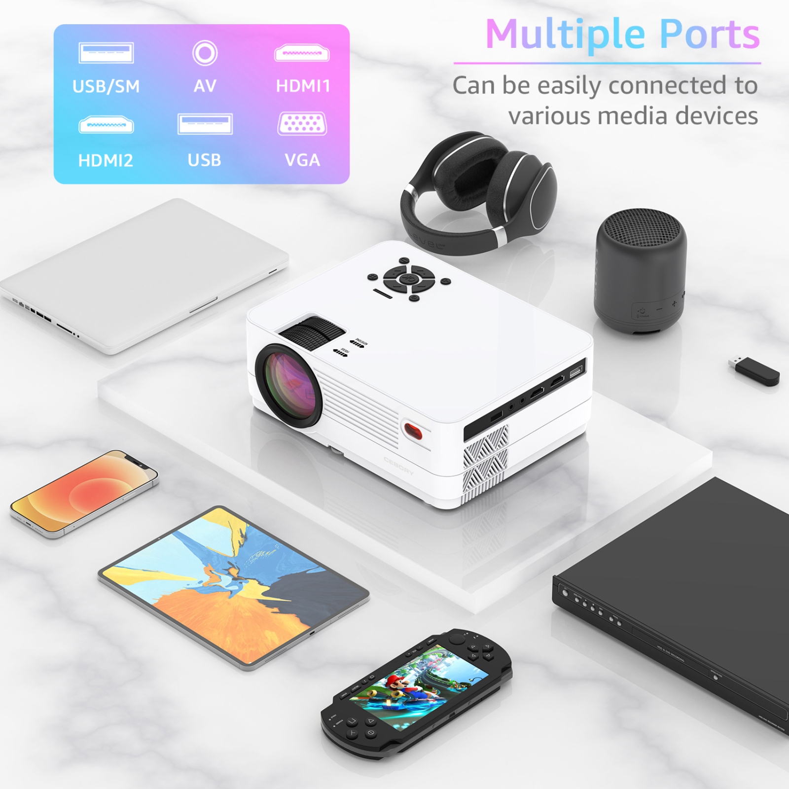 Native 1080P 5G WiFi Bluetooth Projector, 15000LM Full HD Movie ...