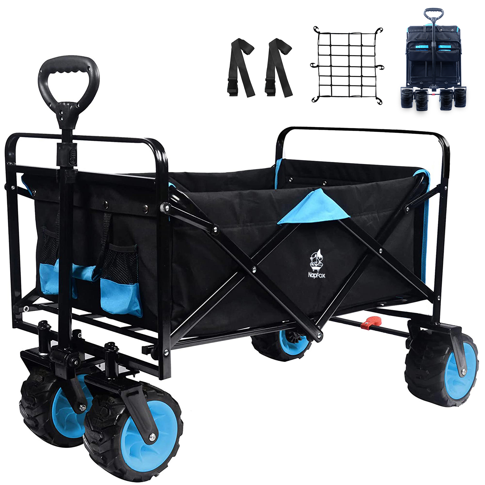 7’’ Big All-Terrain Wheels Wagon Cart Foldable Collapsible Wagon Cart ...