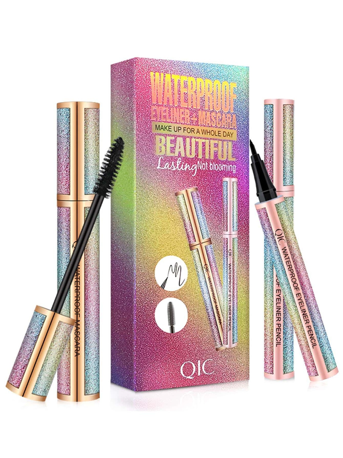 2Pcs Makeup Set (1Pc Eyeliner + 1Pc Mascara Set) Black Liquid Eyeliner ...