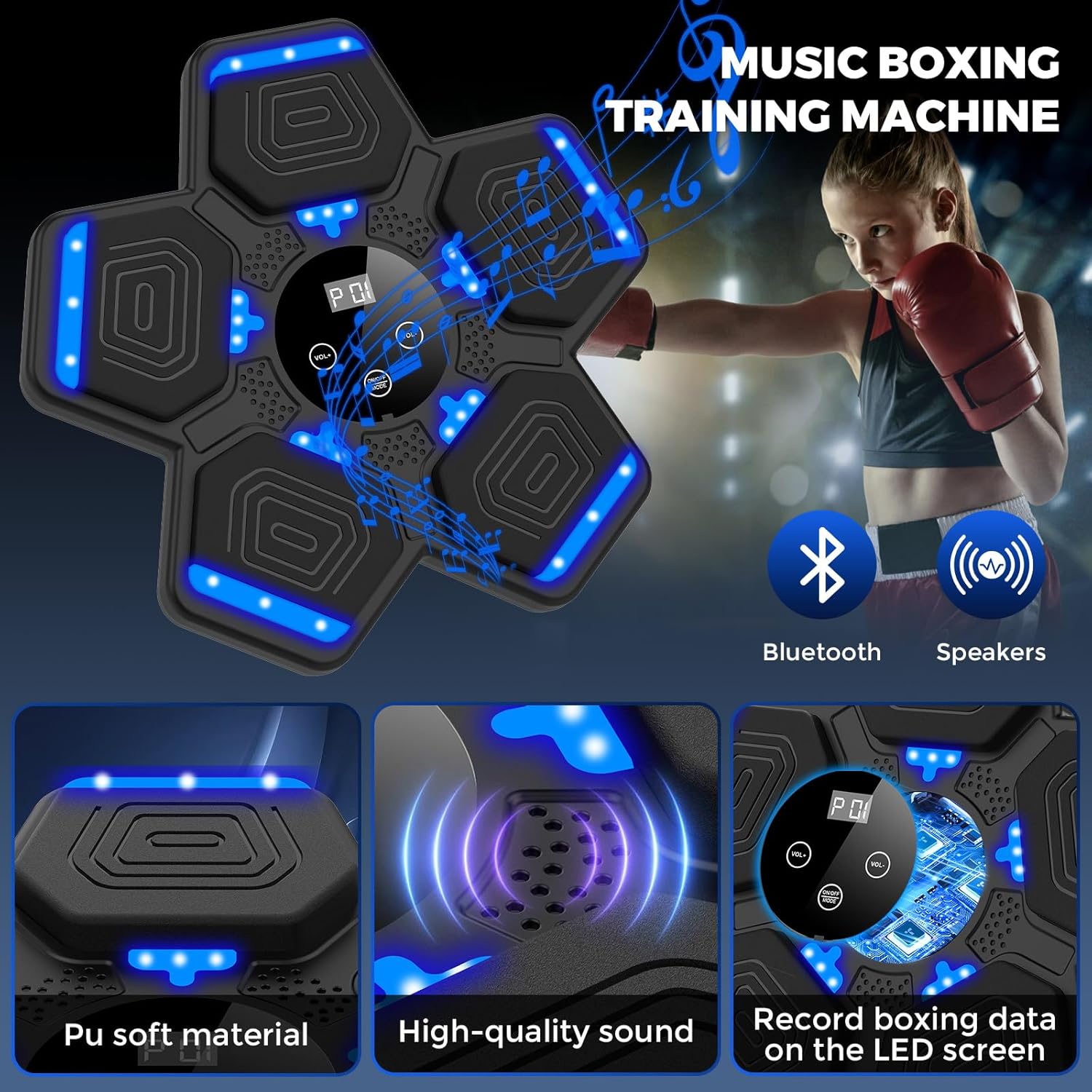 2024 Music Boxing Machine with Boxing Gloves, Smart Bluetooth Boxing ...