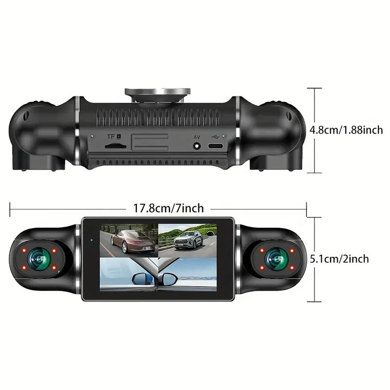 4 Channel Dash Cam, 360 Dash Camera FHD 1080P x 4 Dash Cam Front and ...