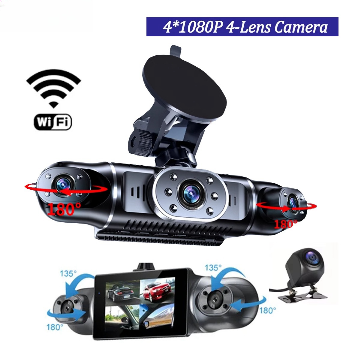 4 Channel Dash Cam, 360 Dash Camera FHD 1080P x 4 Dash Cam Front and ...