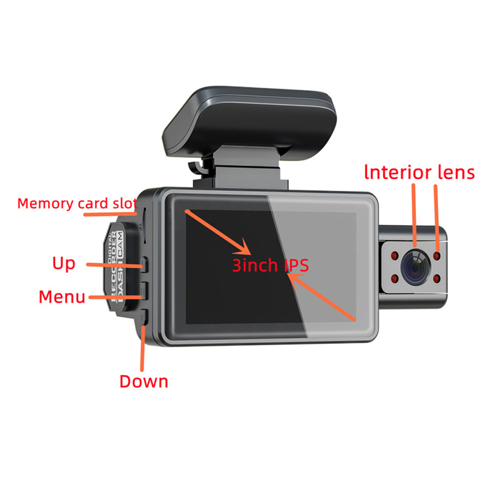 3-Inch Dual Lens Car Dash Cam - On-Dash Cameras with Front and Inside ...