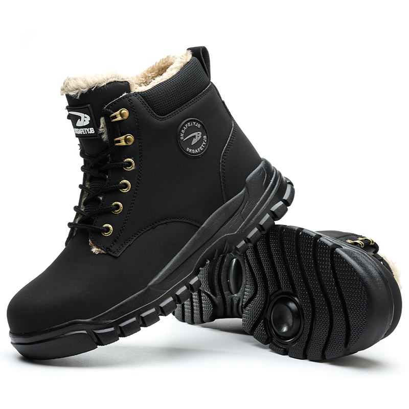 Men's Snow Boots Steel Toe Boots for Men Waterproof Winter Warm Fur ...